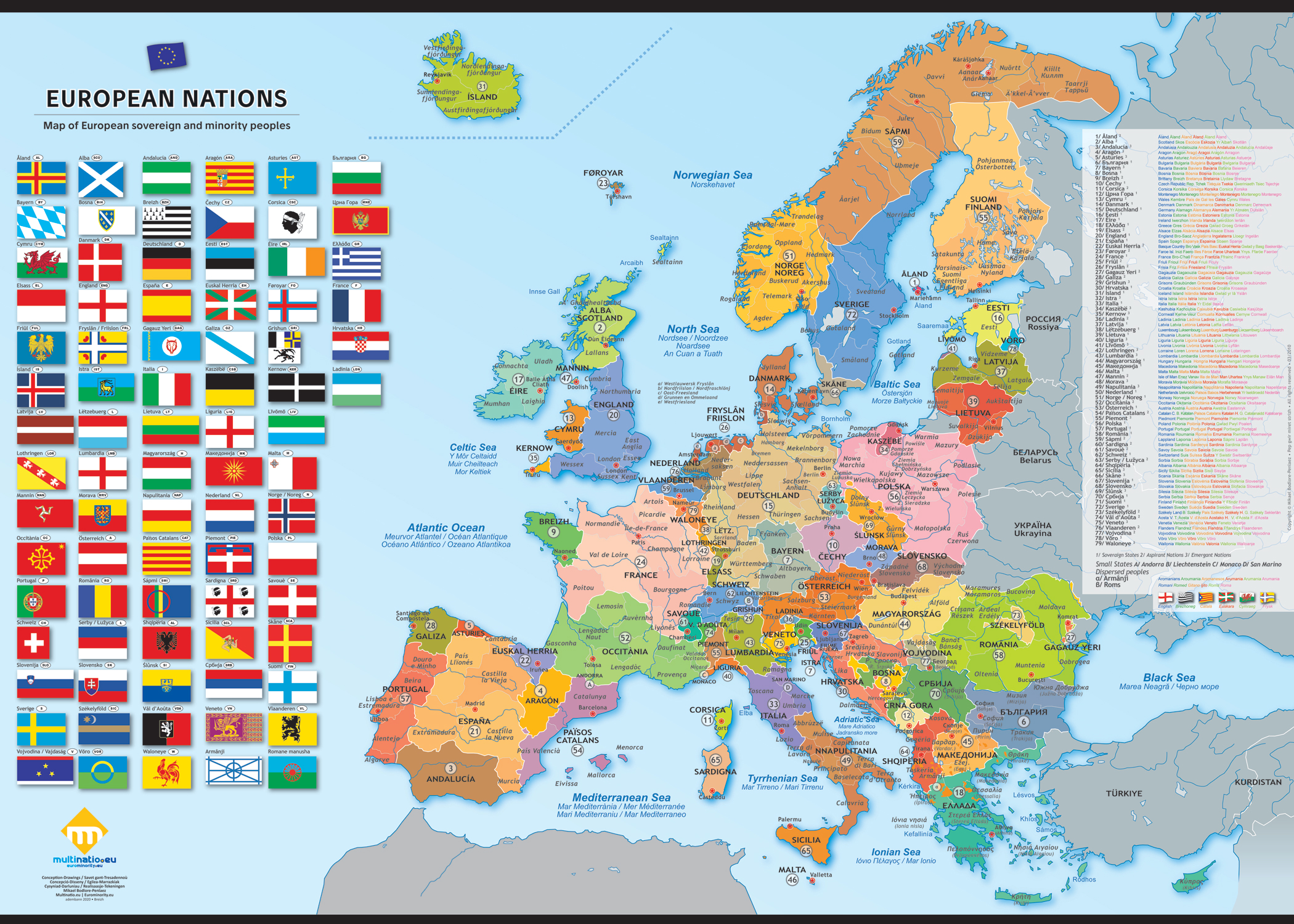 Carte des nations d’Europe (multilingue) - Geobreizh